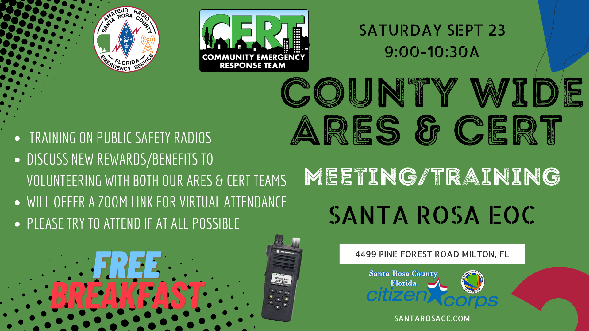 County Wide ARES/CERT MeetingSanta Rosa County FL Citizen Corps